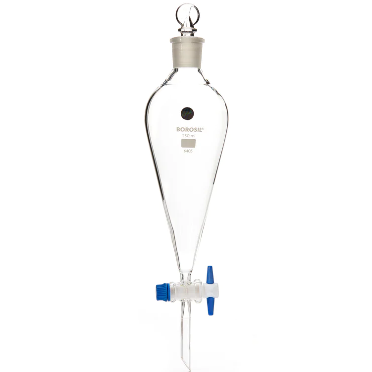 Separating Funnel. Pear Shaped. Glass, PTFE Key Stopcock – Pure Science Ltd